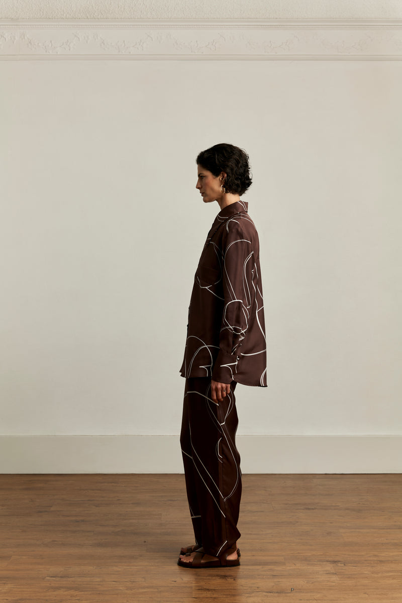 Philomena Shirt | Silk Print Hickory – JOAEN